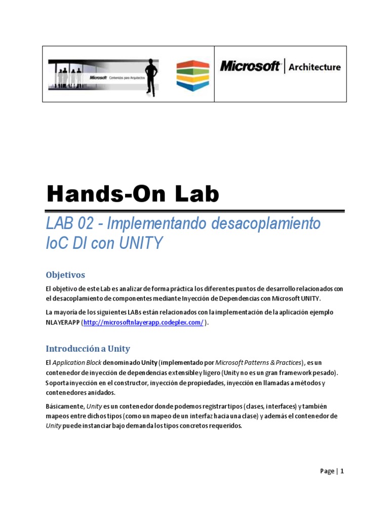 Implementando desacoplamiento a través de Inyección de Dependencias (IoC/DI) con UNITY en una ...