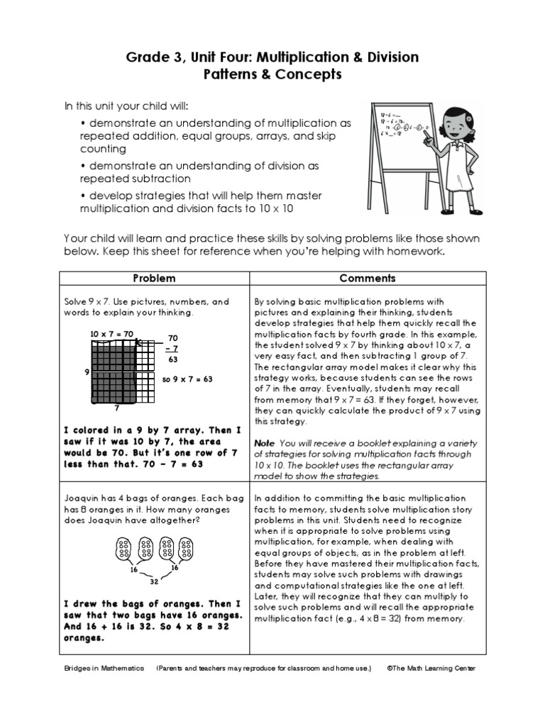 B3 Unit 4 Parents | PDF | Multiplication | Understanding