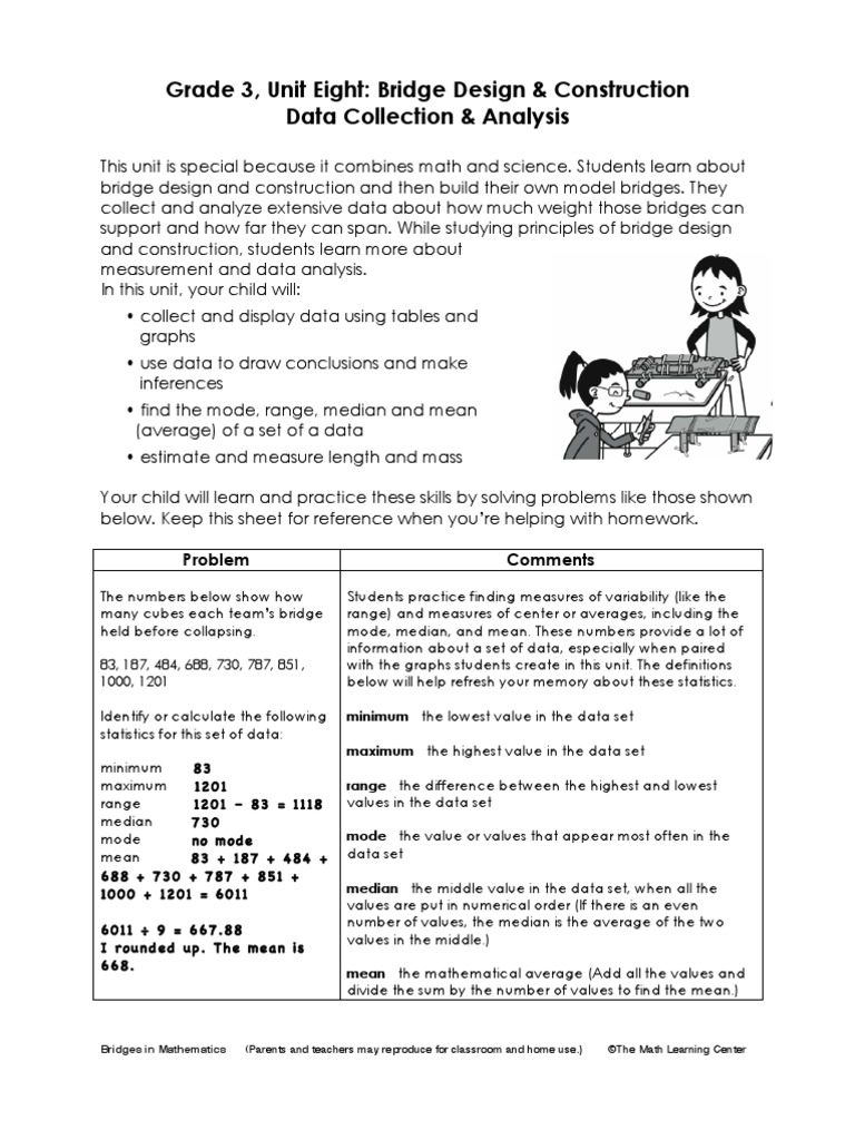 Grade 3, Unit Eight: Bridge Design & Construction Data Collection ...