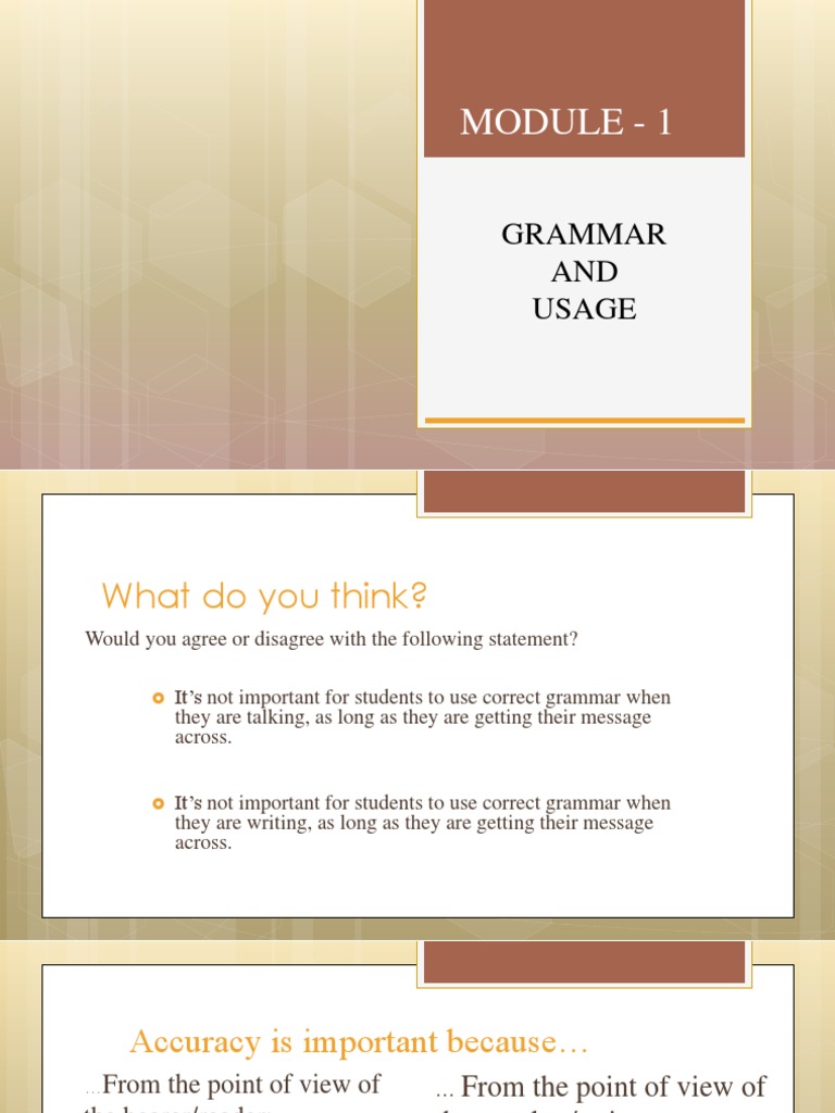 Module - 1: Grammar AND Usage | PDF | Grammar | English Language