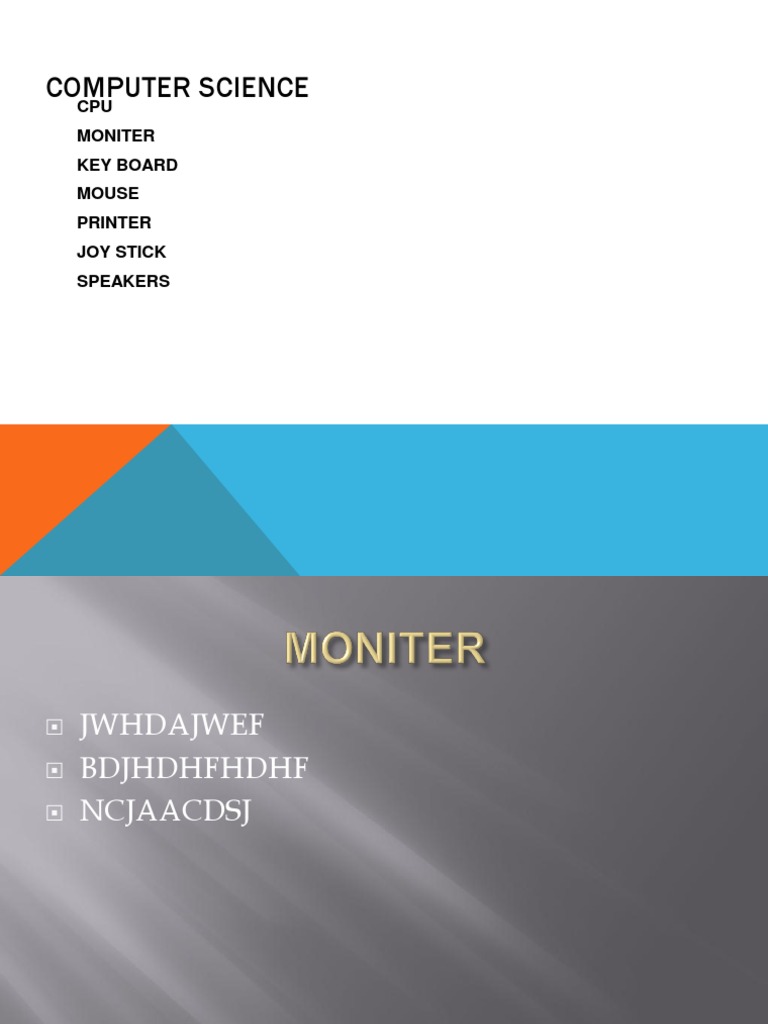 Computer Science: CPU Moniter Key Board Mouse Printer Joy Stick ...