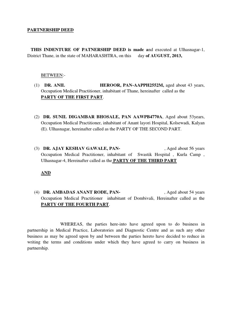 Partnership Deed | Partnership | Debits And Credits