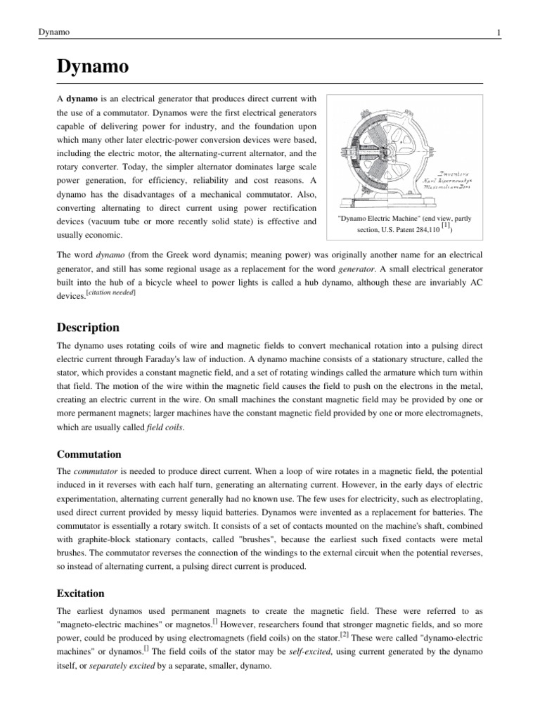 Dynamo | PDF | Electric Generator | Electrical Components