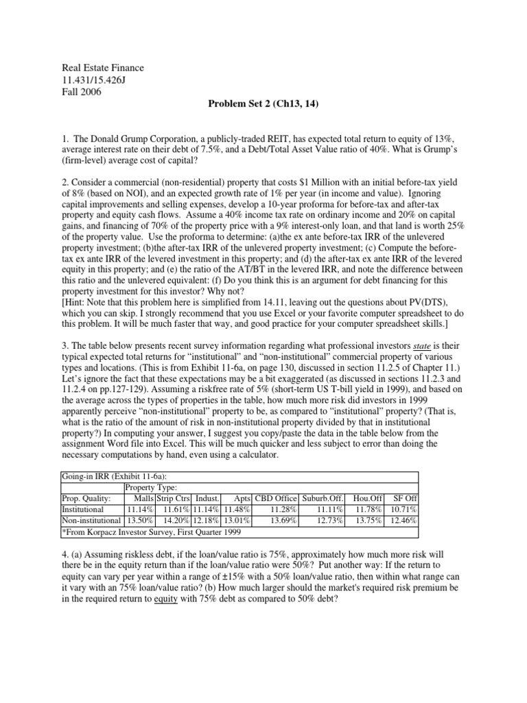 Commercial Real Estate Case Study | PDF | Investing | Interest