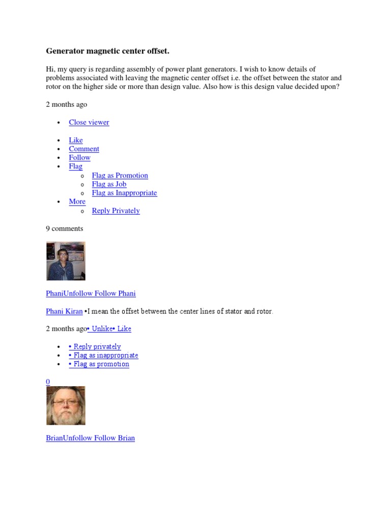 Gen Magnatic Centre Offset Problem | PDF | Electric Generator | Physical Quantities