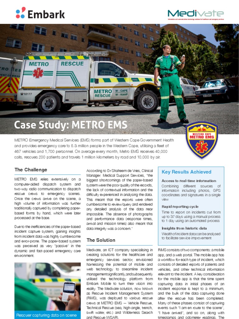 Metro Ems - Medivate Case Study | PDF | Dispatcher | Emergency Medical ...