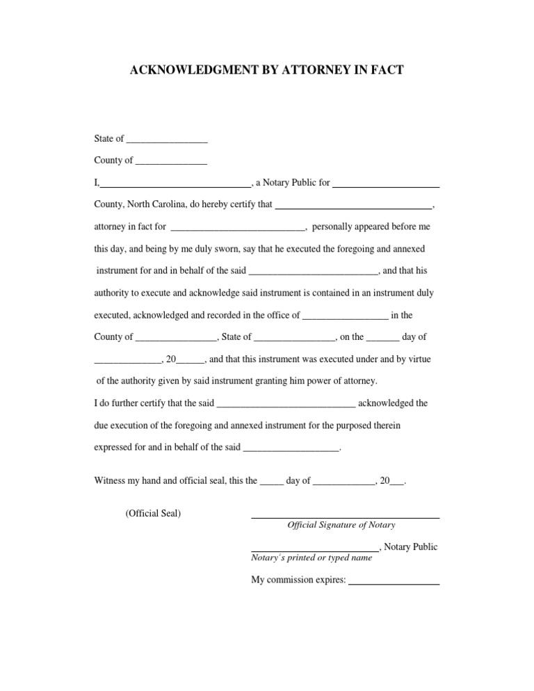 Acknowledgment by Attorney in Fact | PDF