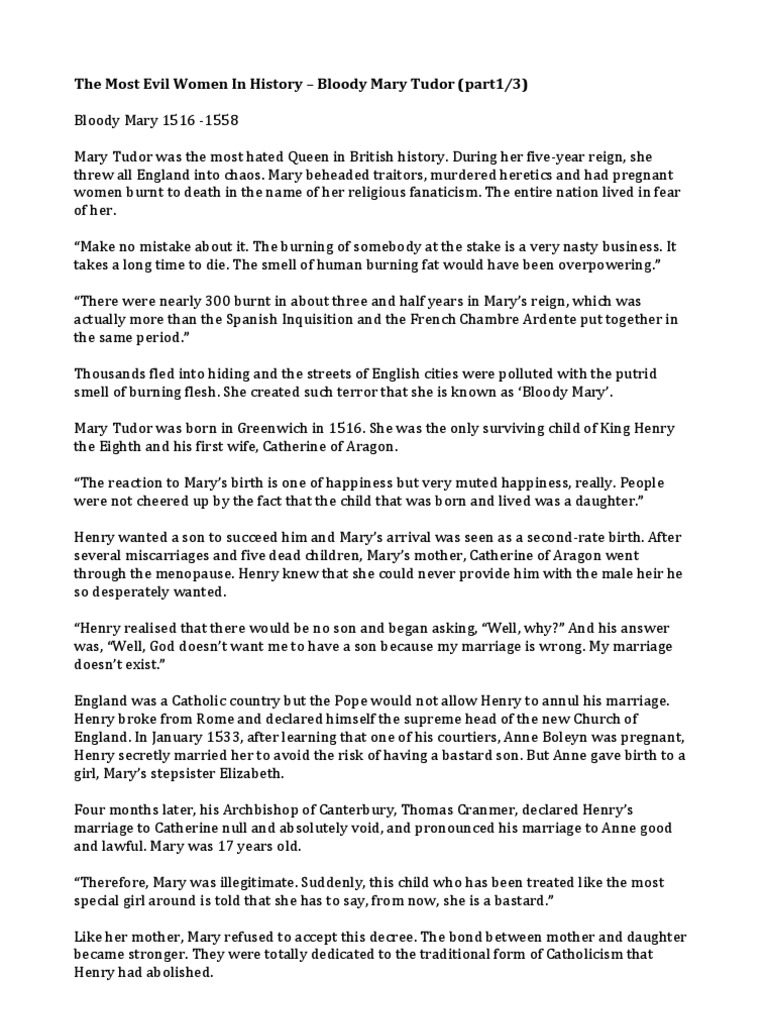 Transcript The Most Evil Women in History Bloody Mary | PDF | Anne ...