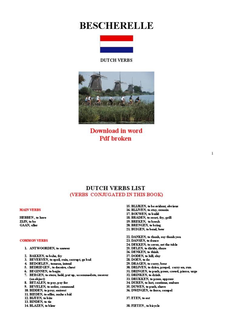 Dutch Verbs Conjugation (Full 210 Pages) | PDF