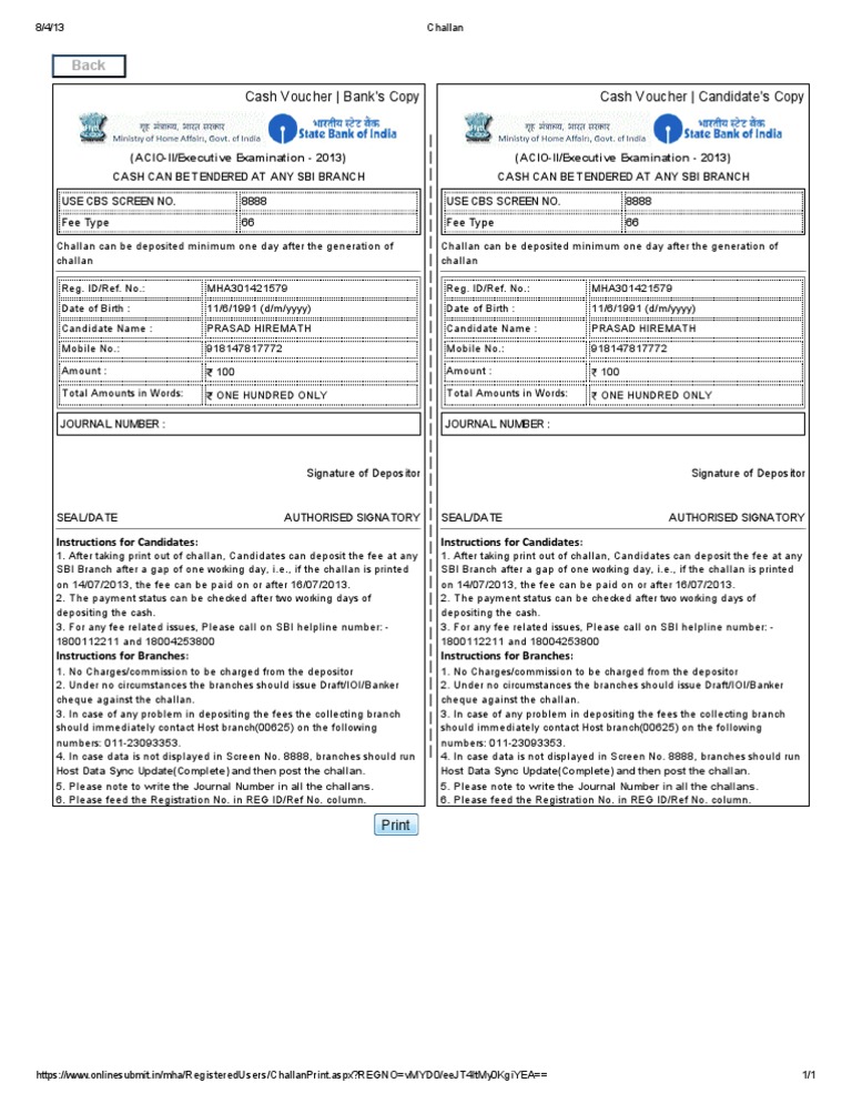 IB Challan | PDF | Cheque | Service Industries