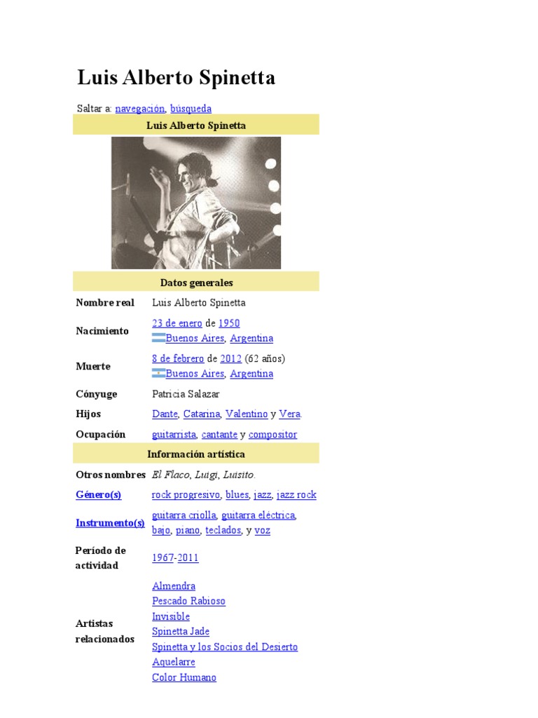 Luis Alberto Spinetta | PDF | La música rock | Entretenimiento (general)