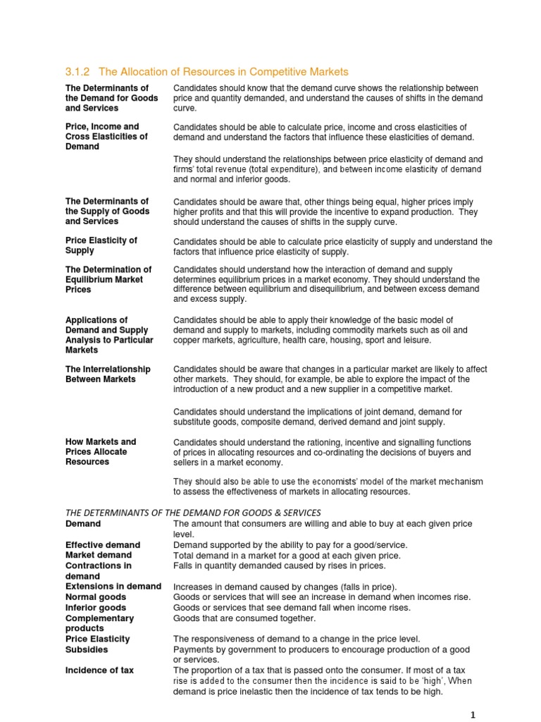 3.1.2 The Allocation of Resources in Competitive Markets | PDF | Demand ...