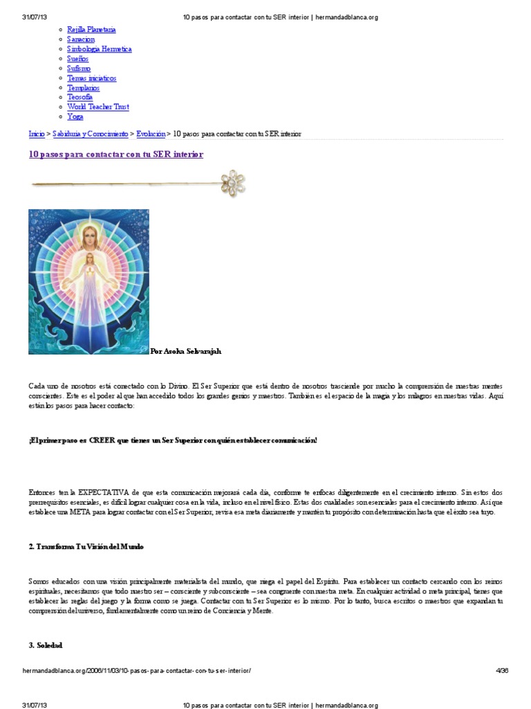 10 Pasos para Contactar Con Tu SER Interior - Hermandadblanca | PDF ...