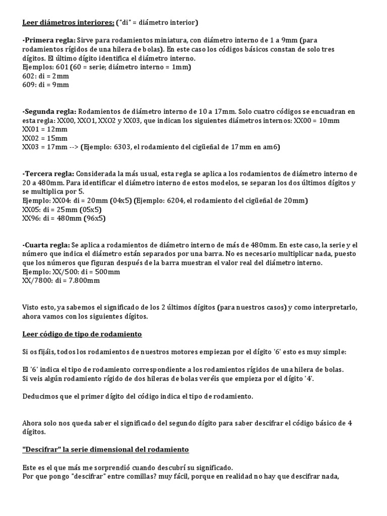 Lectura de Codigos de Rodamientos | PDF | Comillas | Science
