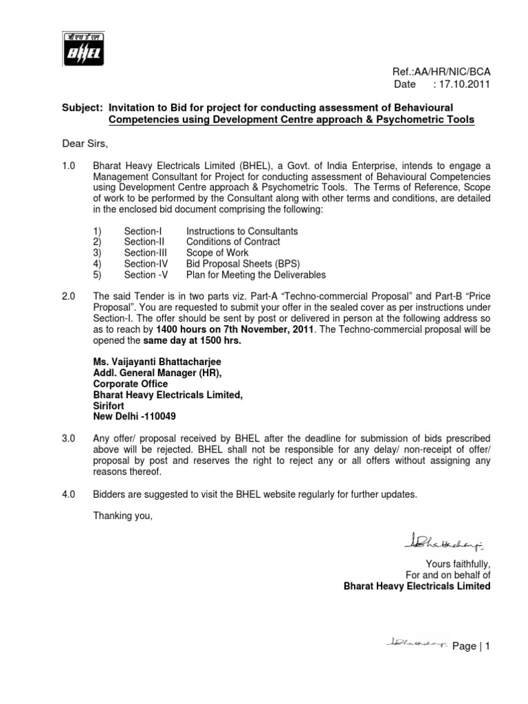 Bhel Competency Mapping Tender | PDF | Taxation In The United States ...