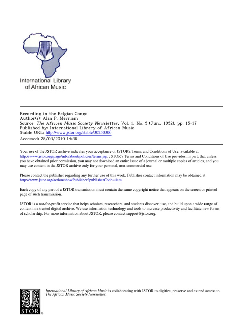 Recording in The Congo by Alan P Merriam | PDF | Rwanda | Burundi