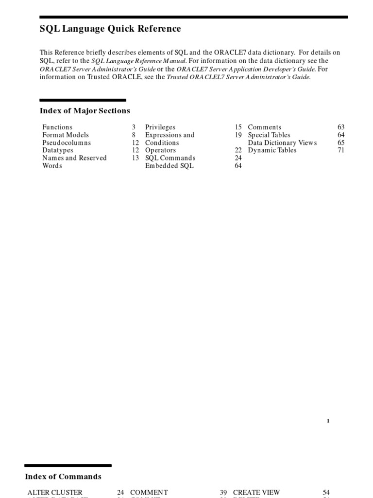 SQL Ref | PDF | Sql | Database Schema