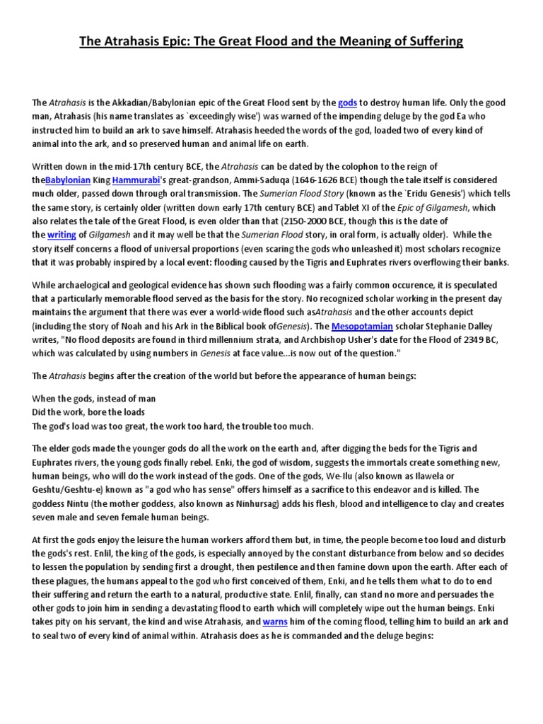The Atrahasis Epic | PDF | Flood Myth | Noah's Ark