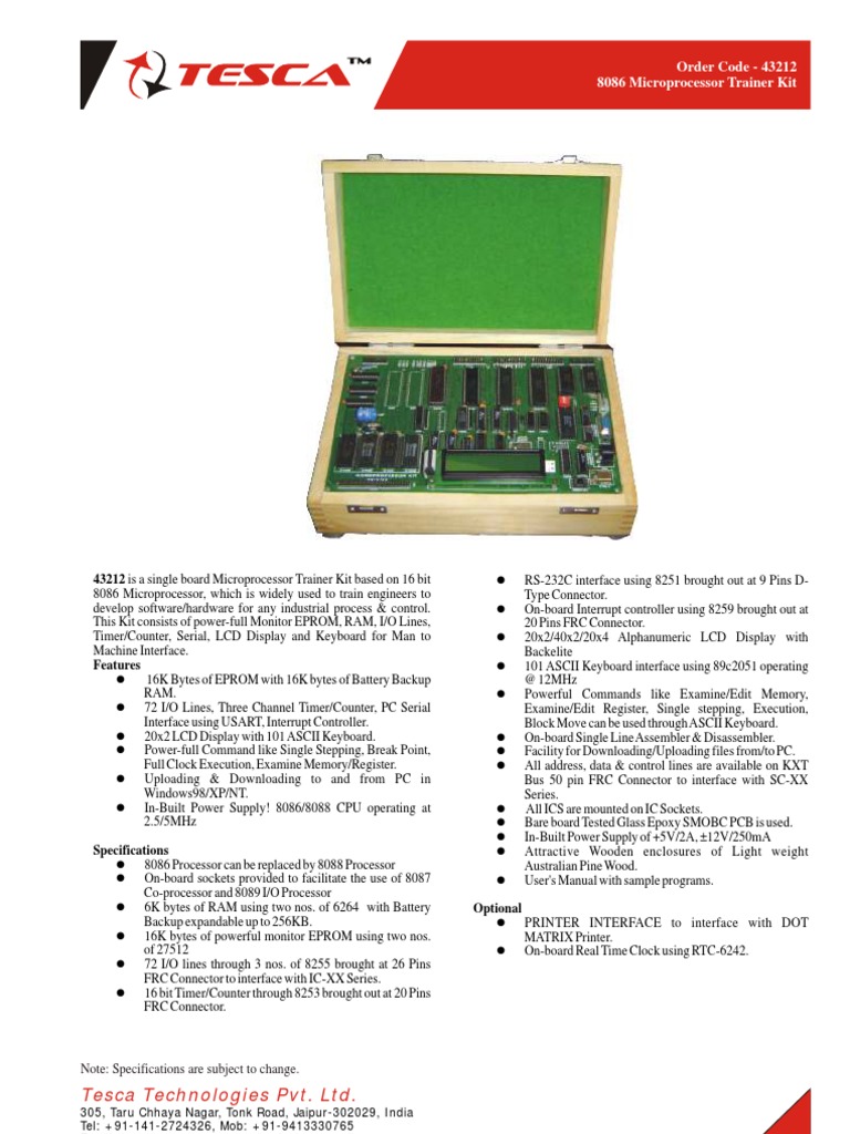 8086 Microprocessor Trainer Kit | PDF | Central Processing Unit ...