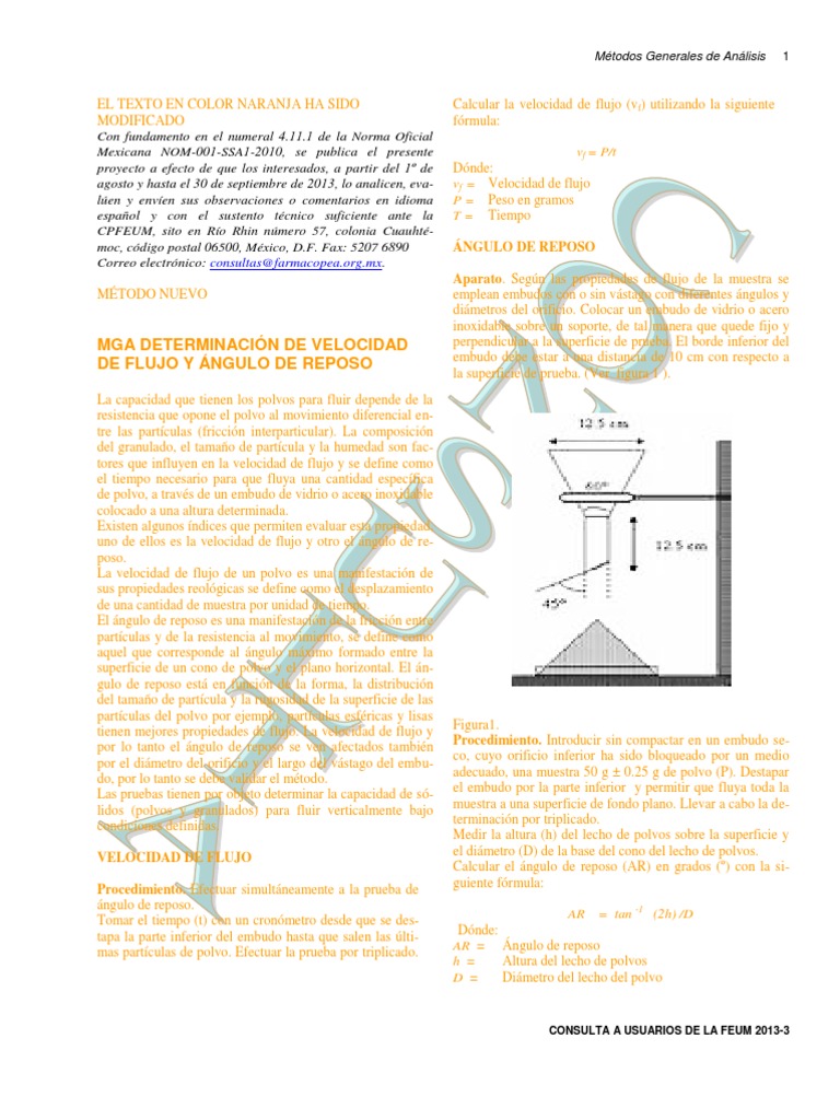 FEUM Angulo Reposo | Velocidad | Fricción