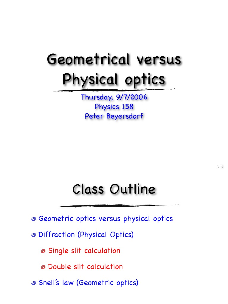 9-7 Geometrical Vs Physical Optics | PDF | Diffraction | Optics
