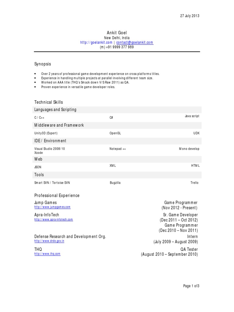 Ankit Goel CV | PDF | Software Engineering | Computer Engineering Ankit Goel CV | PDF | Software Engineering | Computer Engineering