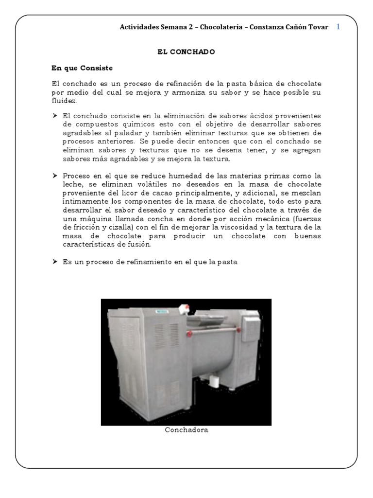 Proceso de Conchado del Chocolate | PDF | Salud y bienestar | Ciencia y ...
