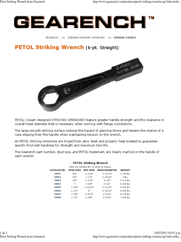 Petol Striking Wrench From Gearench | PDF | Building Materials | Metals