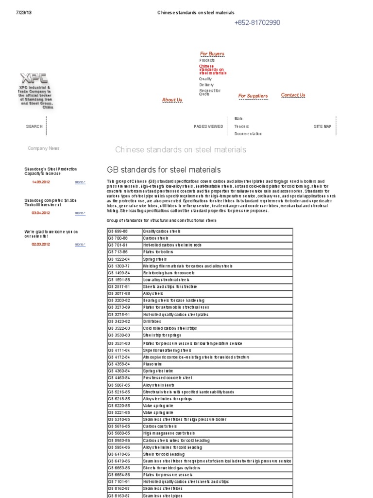 Chinese Standards On Steel Materials | PDF | Screw | Structural Steel