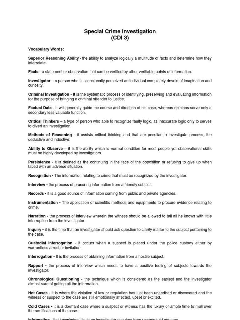 CDI 3 Vocabulary Words | PDF | Critical Thinking | Scientific Method