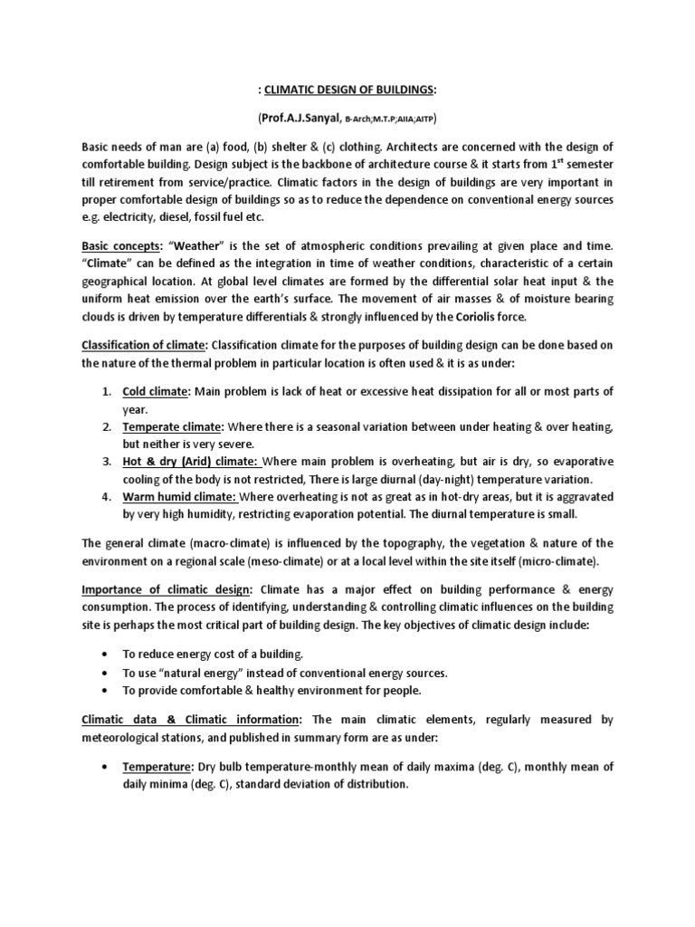 Climatic Design of Buildings | PDF | Climate | Ventilation (Architecture)