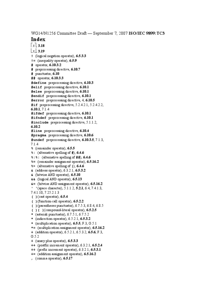 Index: WG14/N1256 Committee Draft - Septermber 7, 2007 ISO/IEC 9899:TC3 ...