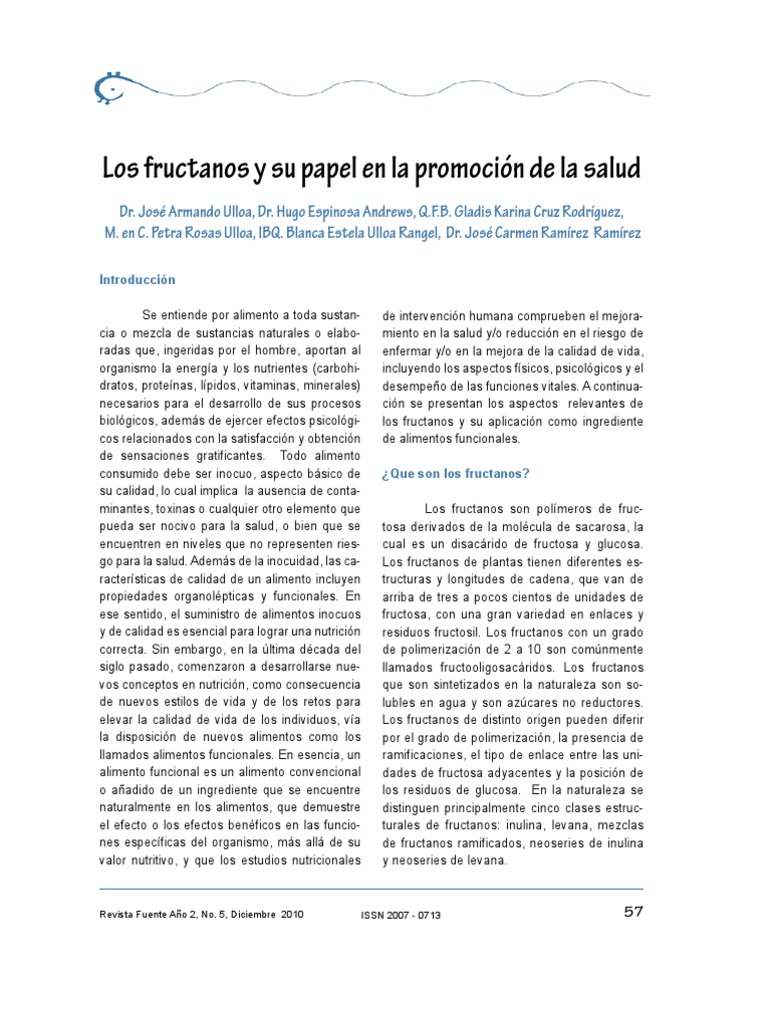 Fructanos: Beneficios para la Salud | PDF | Comida funcional | Alimentos