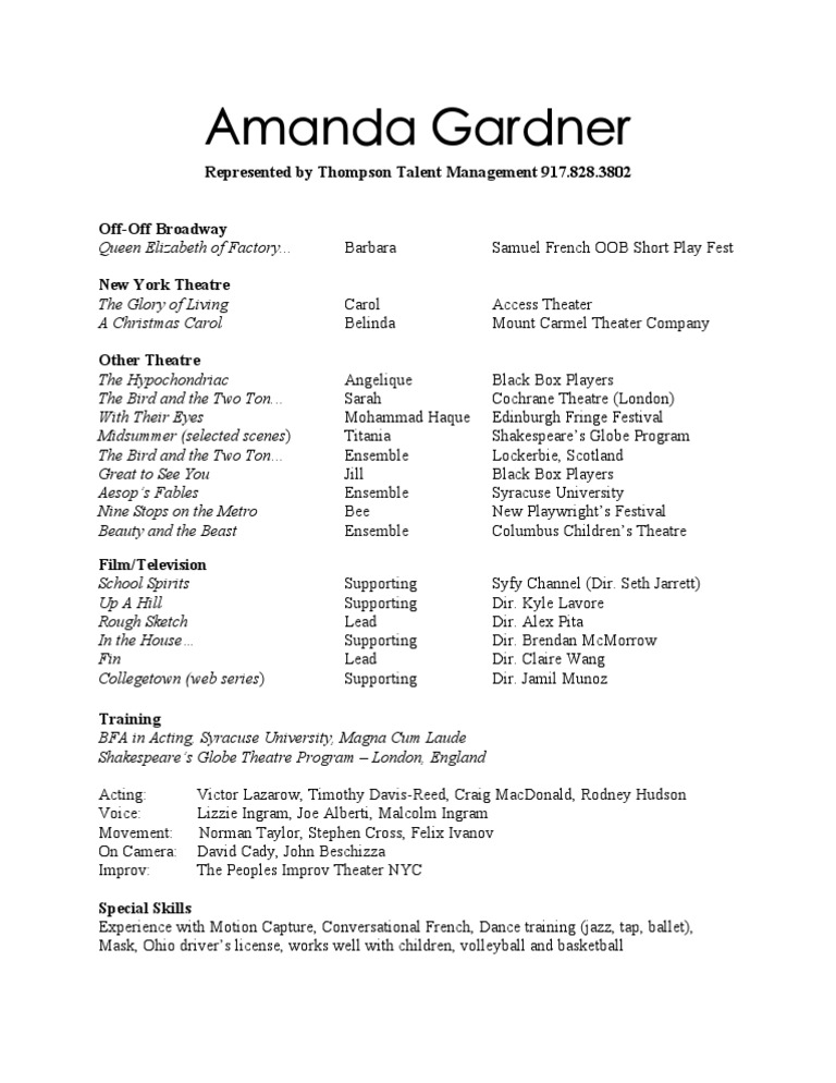 Amanda Gardner Resume Website | PDF