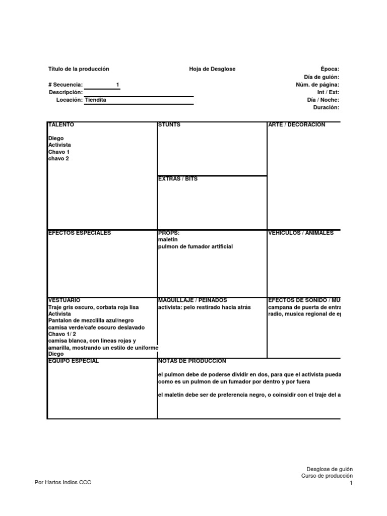 Hoja de Breakdown | PDF