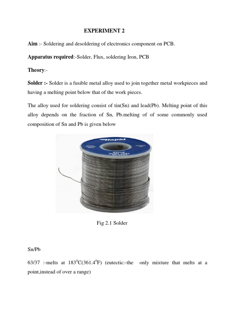 Experiment 2 | PDF | Soldering | Solder