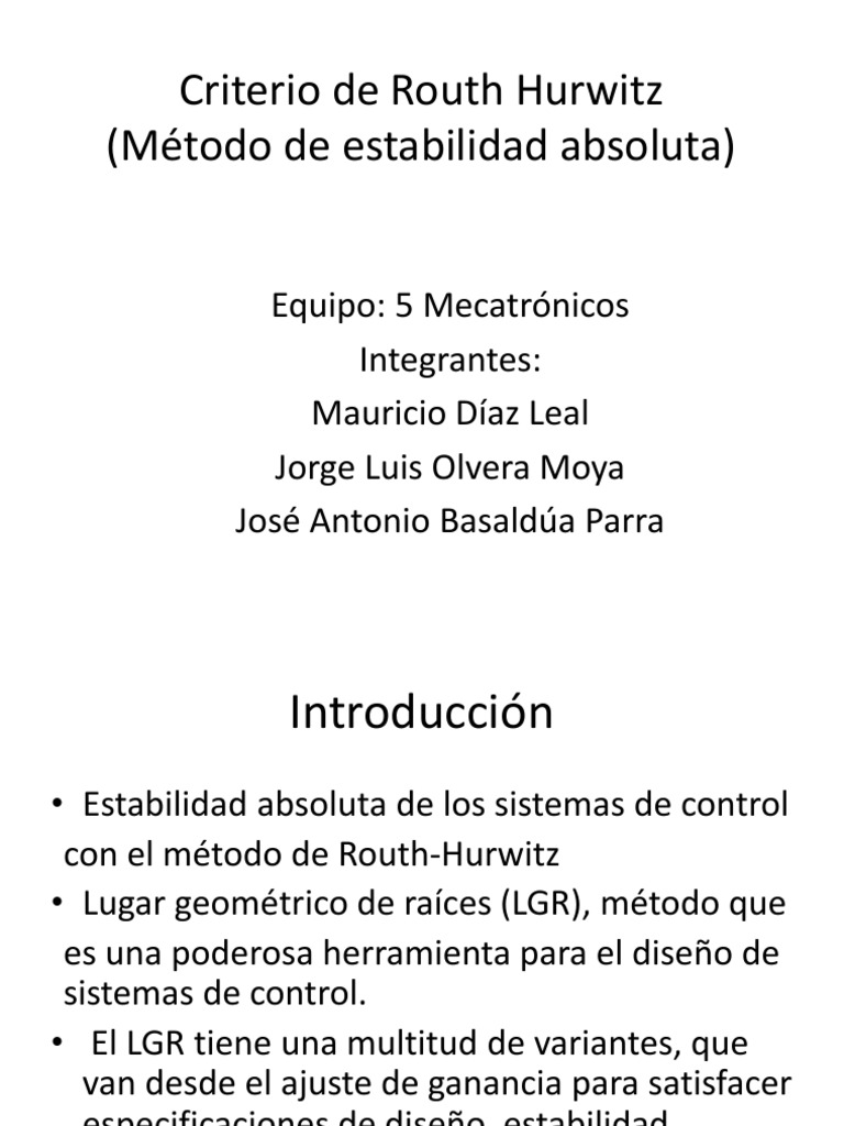 Criterio de Routh Hurwitz | PDF | Geometria plana) | Ecuaciones