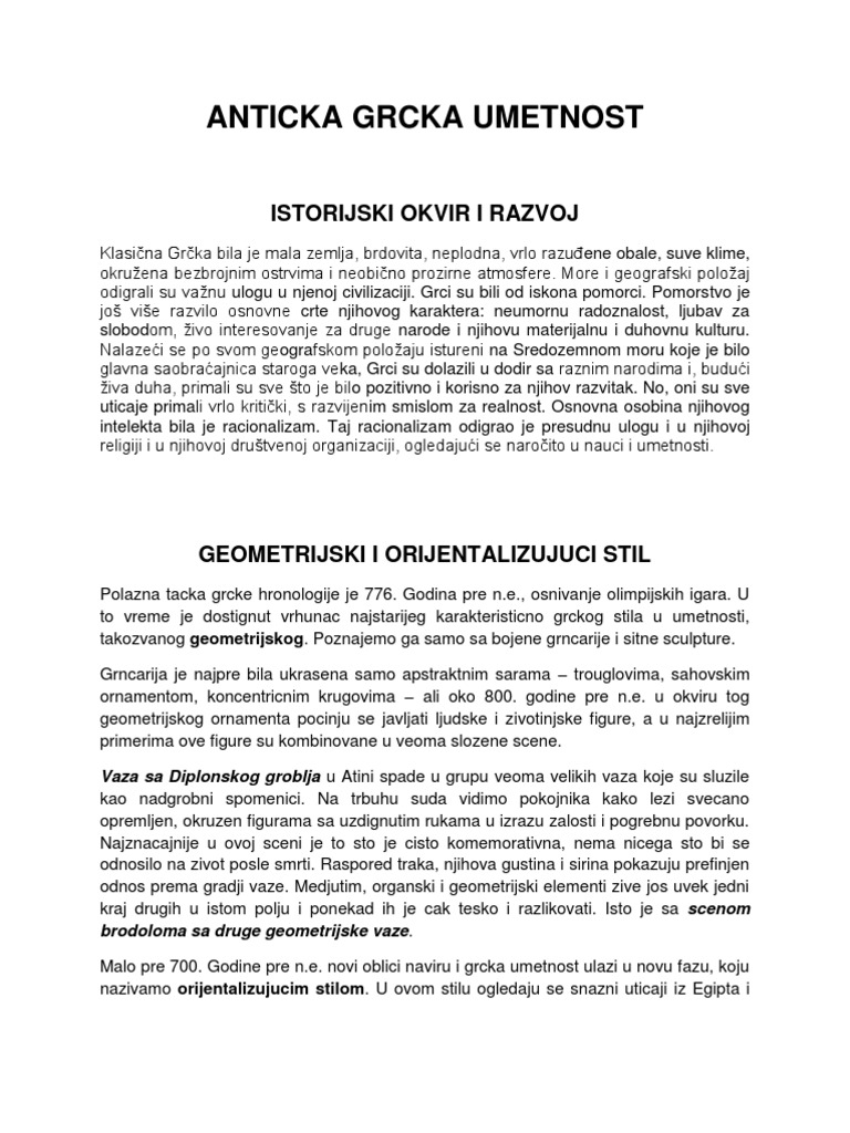 Anticka Grcka Umetnost | PDF