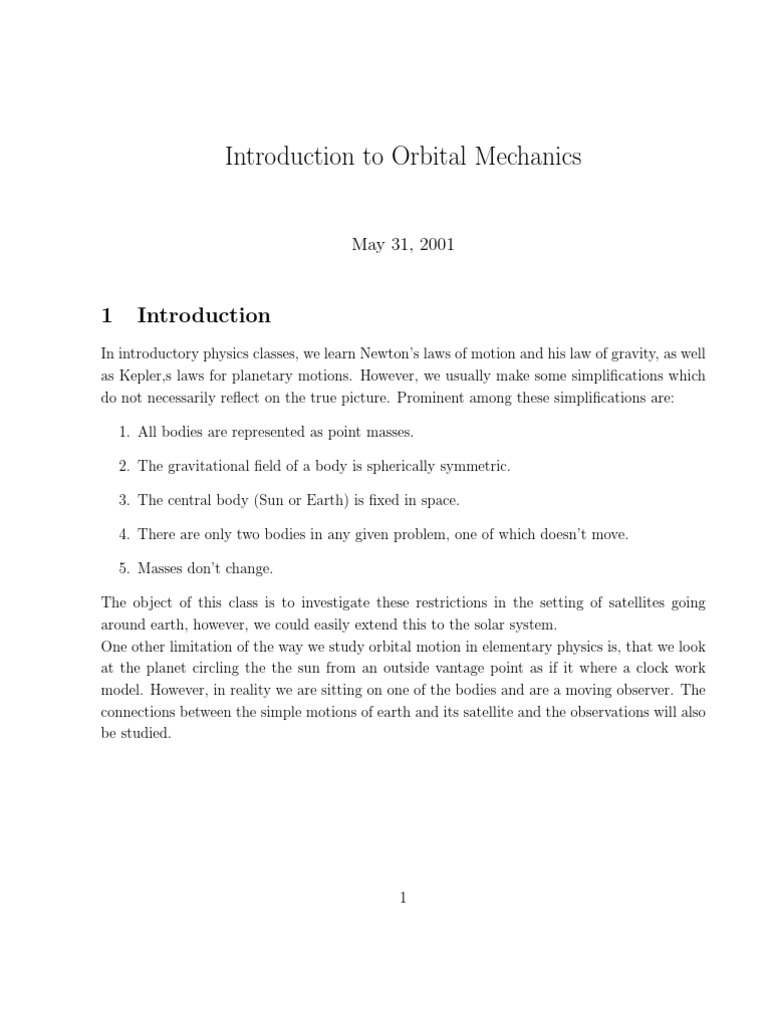 Fundamentals of Orbital Mechanics | PDF | Orbit | Mass
