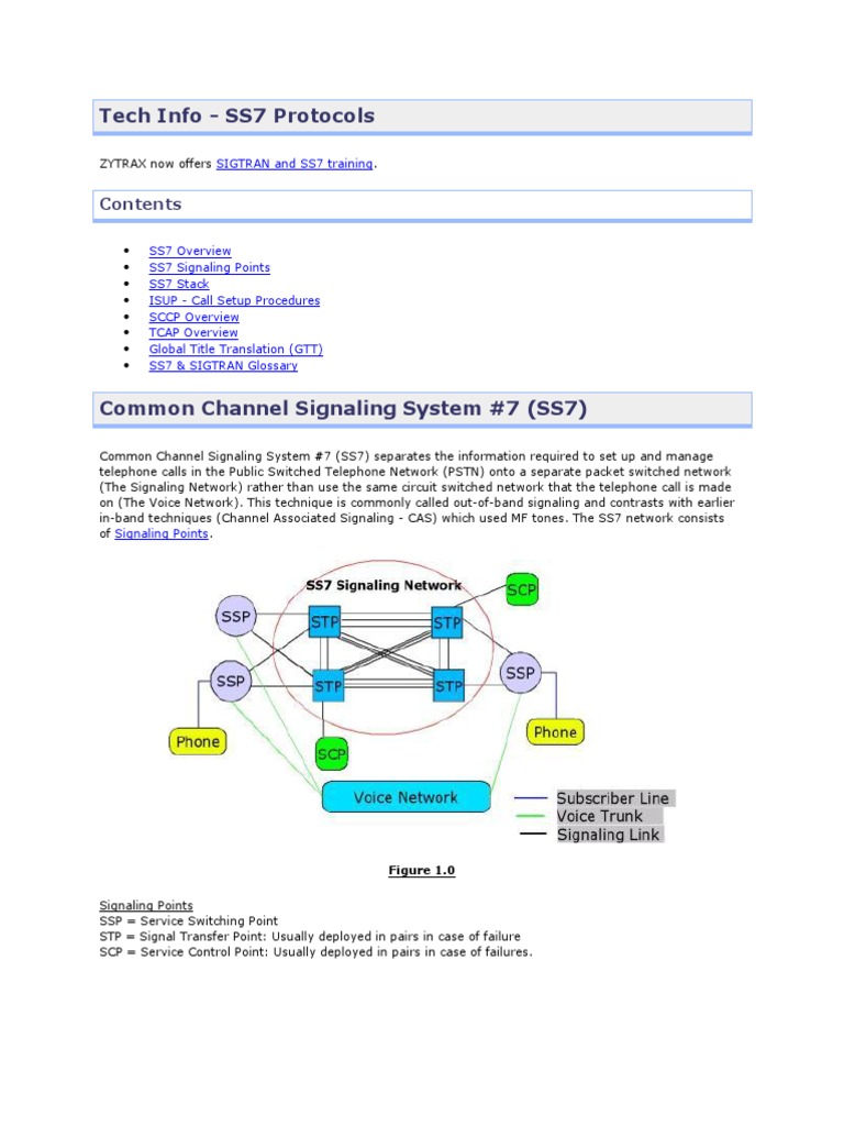 Tech Info - SS7 Protocols: SIGTRAN and SS7 Training | PDF | Network Protocols | Telephony