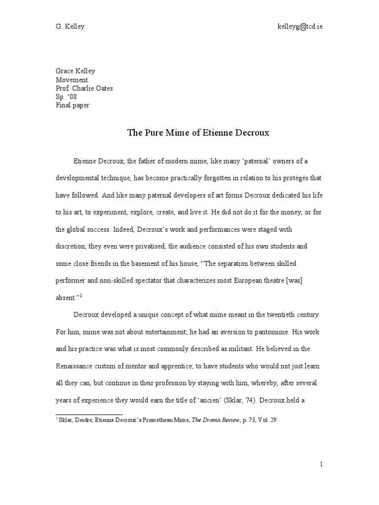 Pure Mime of Etienne Decroux | PDF | Actor | Theatre