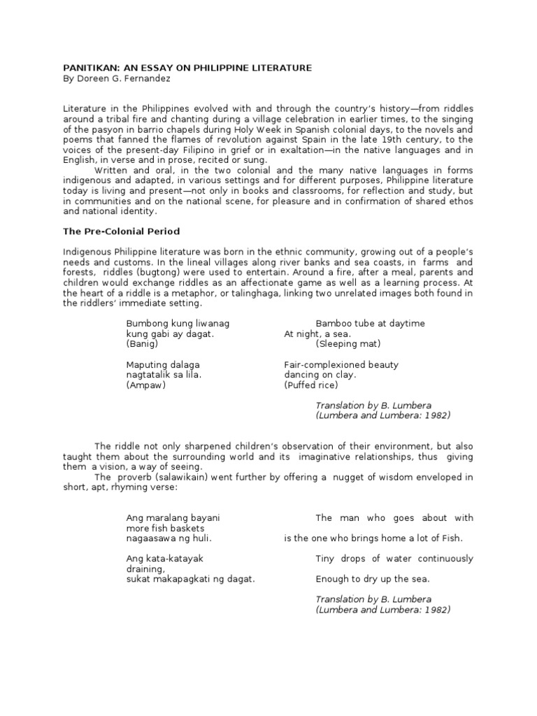 Panitikan In English