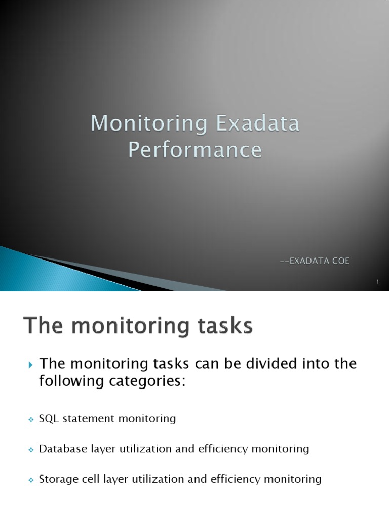Monitoring Exadata Performance | PDF | Sql | Information Management Monitoring Exadata Performance | PDF | Sql | Information Management