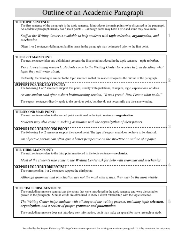 Academic Paragraph Structure Guide | PDF | Paragraph | Sentence ...
