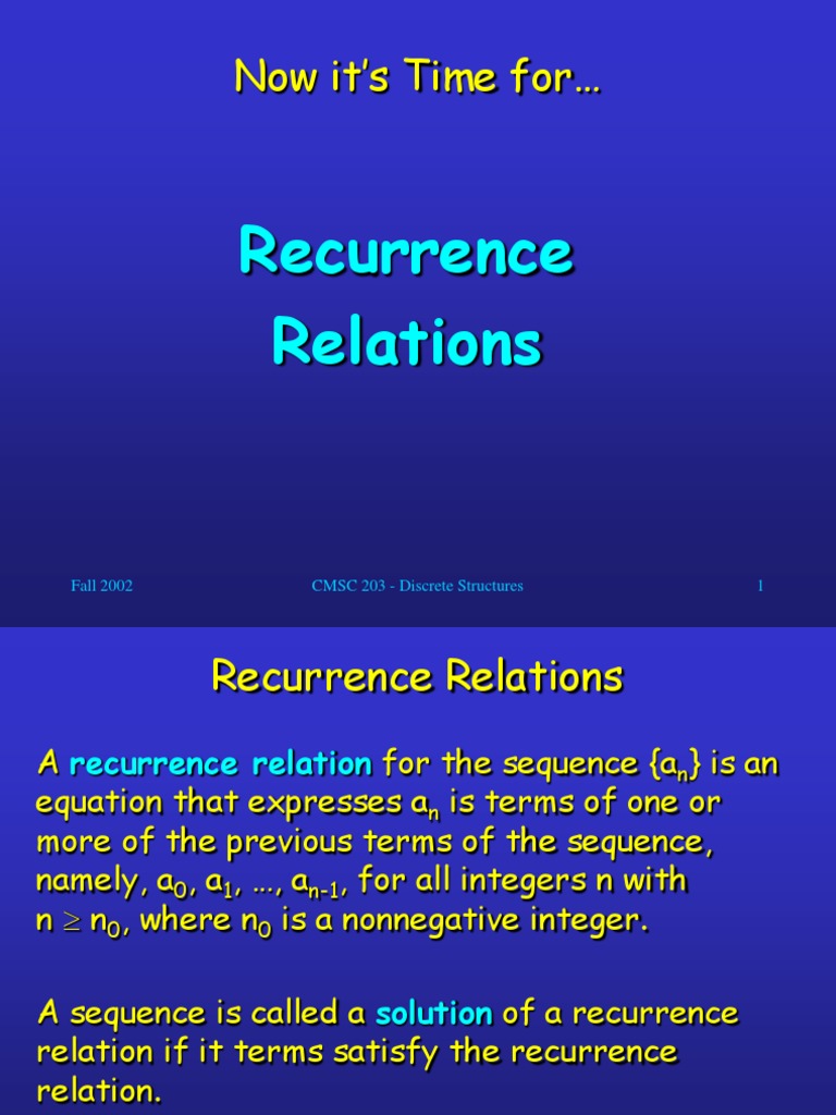 Now It's Time For : Recurrence Relations | PDF | Recurrence Relation ...