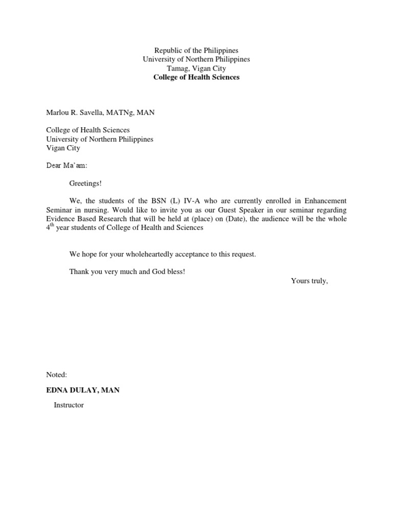 Letter For Guest Speaker | PDF