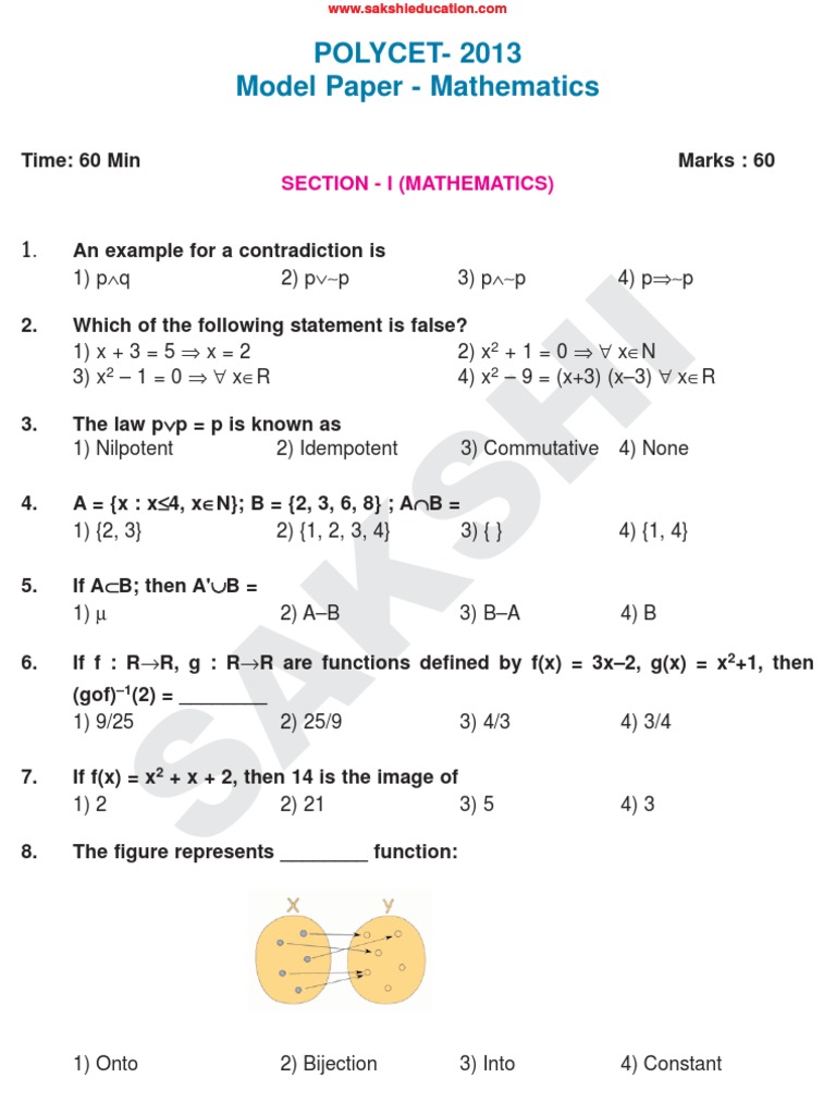 Polycet ModelPaper Maths | PDF | Elementary Geometry | Elementary ...