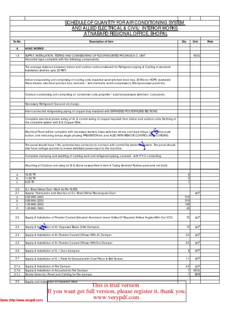 Boq 2 | PDF | Duct (Flow) | Drywall