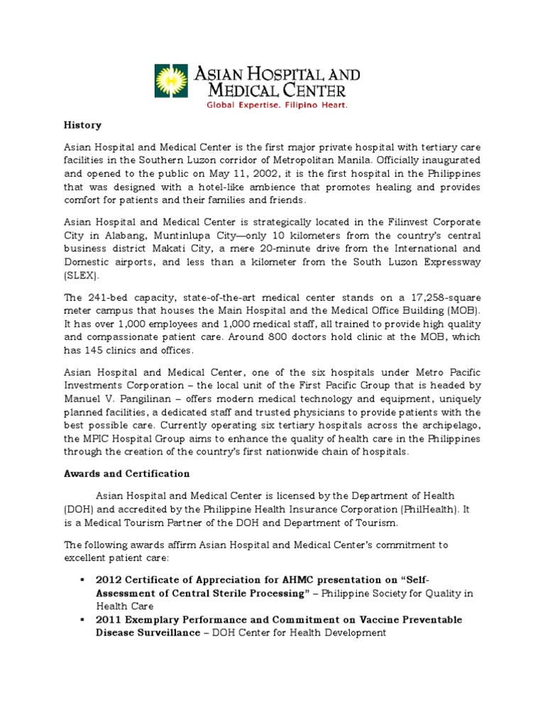 Asian Hospital and Medical Center | PDF | Hospital | Nursing