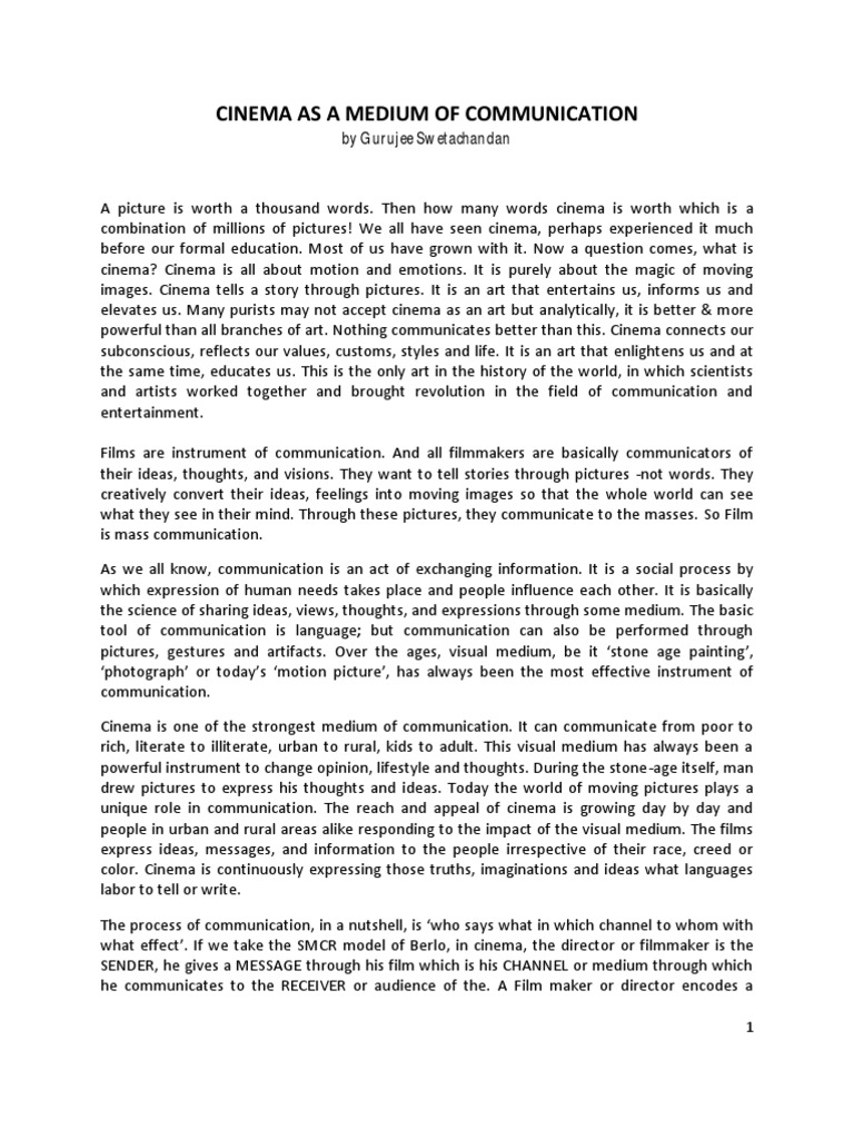 Cinema As A Medium of Communication | PDF | Communication | Idea
